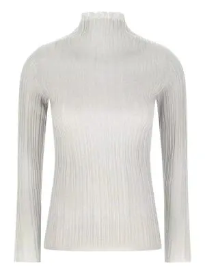 Fabiana Filippi Ribbed Mock Neck Metallic Sweater - White