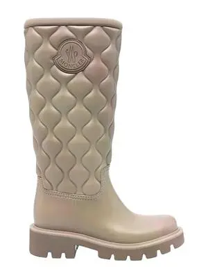 Moncler Quilted Logo-patch Boots - Neutrals