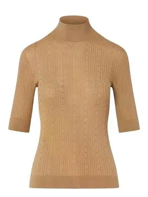 Liu Jo Wool Top With Rhinestone Embellishment - Neutrals