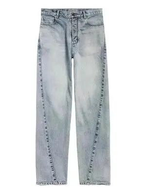 Balenciaga Faded Twisted-seam Jeans - Blue