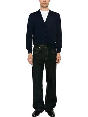 Canali Button-fastening V-neck Cardigan - Blue