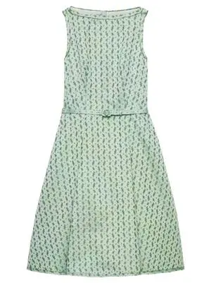 Prada Floral Print Duchess Fit And Flare Dress - Green