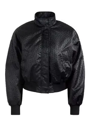 Elisabetta Franchi Ostrich-effect Bomber Jacket - Black