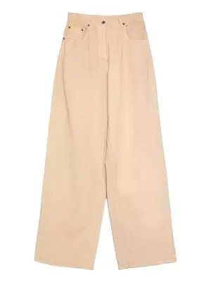 N°21 Wide-leg Jeans With Tonal Topstitching - Neutrals