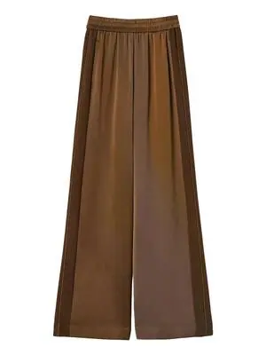 TWINSET Envers Satin Palazzo Trousers - Brown