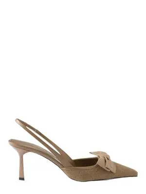 Prada Fabric Slingback Pumps With Bow Detailing - Brown