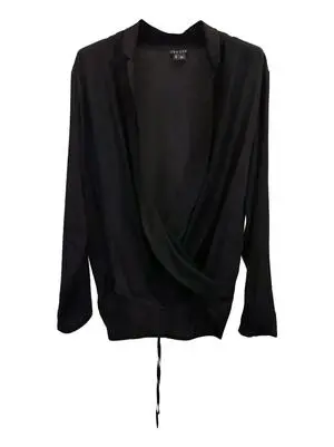 Theory Draped Front Blouse With Shawl Lapels - Black