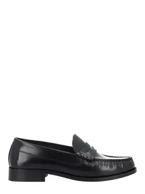 ALOHAS Rivet Penny-slot Leather Loafers - Black