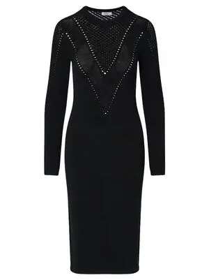 Liu Jo Knit Midi Dress With Openwork Detail - Black