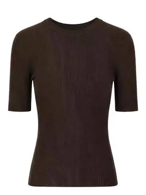 P.a.r.o.s.h P.A.R.O.S.H. Ribbed Knit Short-Sleeve T-Shirt Brown