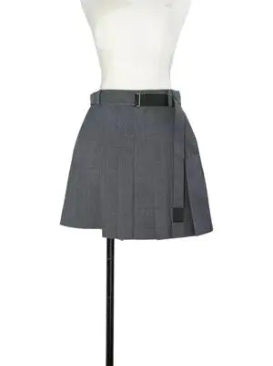 Sacai Belted Pleated Shorts - Grey