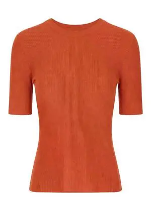P.a.r.o.s.h Ribbed Knit Short Sleeve T-shirt - Orange