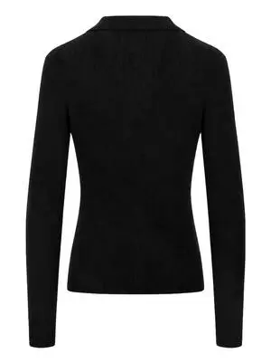P.a.r.o.s.h Ribbed Knit Polo Top - Black