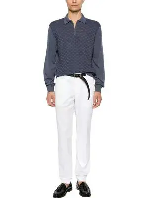 Stefano Ricci Geometric-pattern Zip-fastening Polo Shirt - Blue