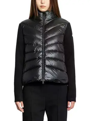 Moncler Padded Cardigan With Logo Patch - Black