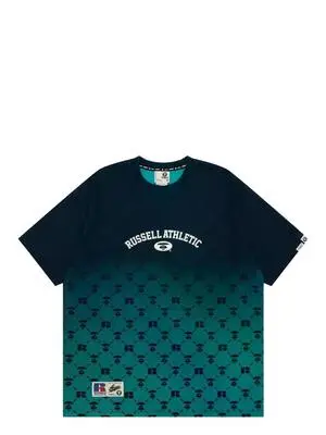 AAPE BY *A BATHING APE X Russell Athletic Logo-patterned T-shirt - Blue