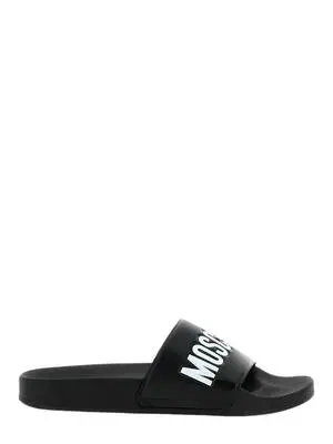 Moschino Embossed Slides - Black