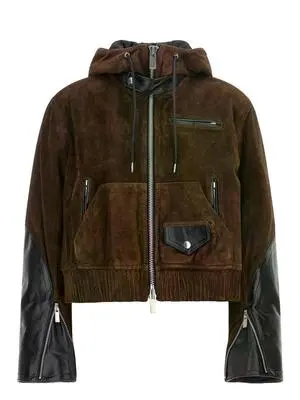Sacai Suede Panelled Leather Jacket - Brown