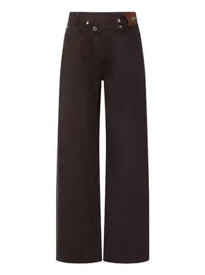 Liu Jo Straight Leg Trousers With Asymmetrical Waistband - Brown