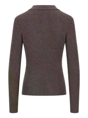 P.a.r.o.s.h Ribbed Knit Polo Top - Brown