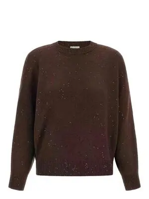 Brunello Cucinelli Diamante Sequin-embellished Sweater - Brown