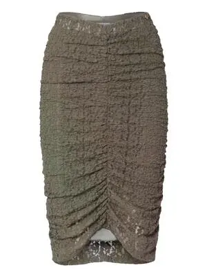 Liu Jo Ruched Lace Midi Skirt - Green
