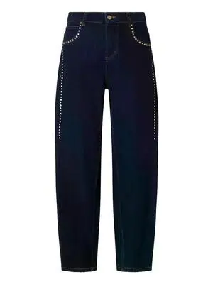 Liu Jo High-waisted Jeans With Rhinestone Embellishments - Blue