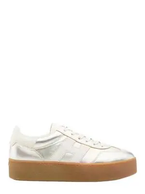 Hogan H698 Metallic-effect Sneakers - Silver