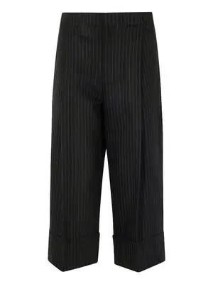 Elisabetta Franchi Pinstripe Wide Leg Trousers - Black
