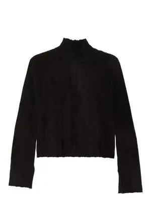ALYSI Ribbed Knit High-neck Sweater - Brown