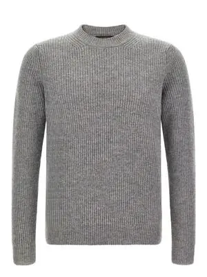 ZANONE Ribbed Knit Crew-neck Sweater - Grey
