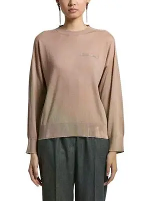 Peserico Embellished Detail Dropped-shoulder Fine Knit Sweater - Neutrals