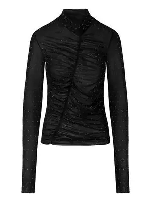 Liu Jo Rhinestone Embellished Tulle T-shirt - Black