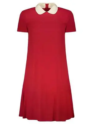 Red Valentino Short Sleeve Contrast Collar Dress - Red