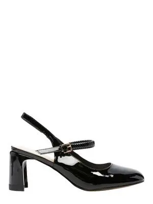 LINDA BAUMANN Patent Slingback Pumps With Buckle Fastening - Black
