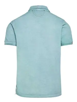 BOB Embroidered Denim-patch Polo Shirt - Blue