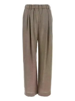 Brunello Cucinelli Pleated Wide-leg Trousers - Neutrals