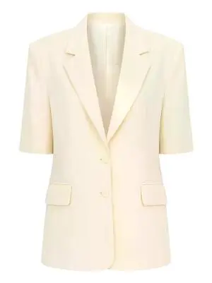 HANITA Short-sleeve Notched-lapel Blazer - Neutrals
