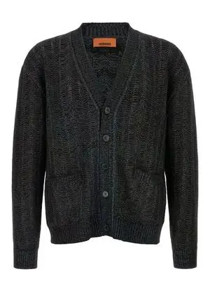 Missoni Zigzag-knit V-neck Cardigan - Black