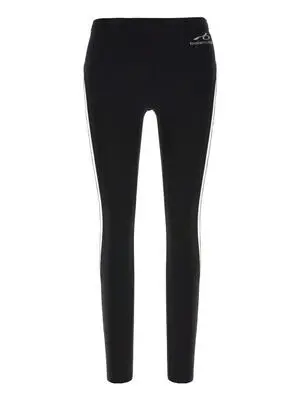 Balenciaga Logo-print Side-stripe Leggings - Black