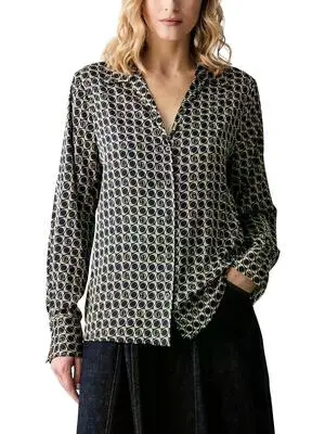 Guess Monogram Print Long-sleeve Blouse - Black