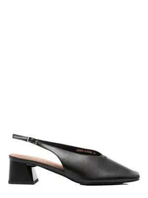 LINDA BAUMANN Square-toe Slingback Pumps - Black