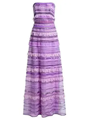 Elie Saab Strapless Beaded Maxi Dress - Purple