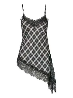 Liu Jo Asymmetrical Lace Trim Camisole - Black