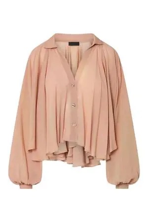 Liu Jo Georgette V-neck Shirt With Wide Sleeves - Pink