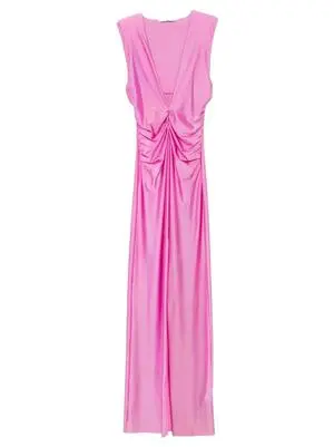 AMEN Amen Ruched V-Neck Maxi Dress