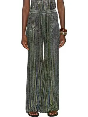 Missoni Sequin Embellished Striped Palazzo Pants - Blue