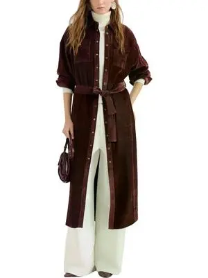 Brunello Cucinelli Fluid Corduroy Shirt Dress - Brown