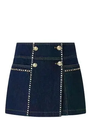 Liu Jo Embellished High-waisted Denim Skort - Blue