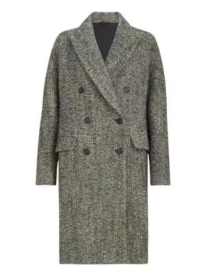 BRUNELLO CUCINELLI Brunello Cucinelli Virgin Wool And Alpaca Chevron Coat With Monili